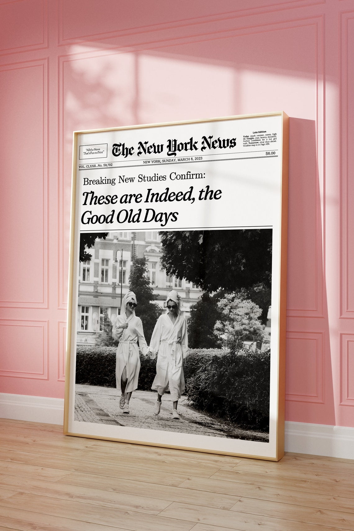 Retro Trendy Newspaper Poster, Headline Wall Art, Retro Girly Decor ...