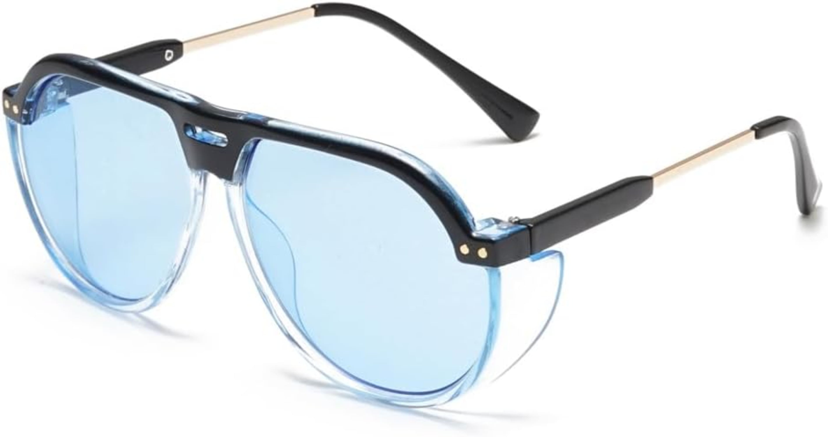 Retro Trendy Pilot Sunglasses for Women Men Large Frame Side Shield Sun ...