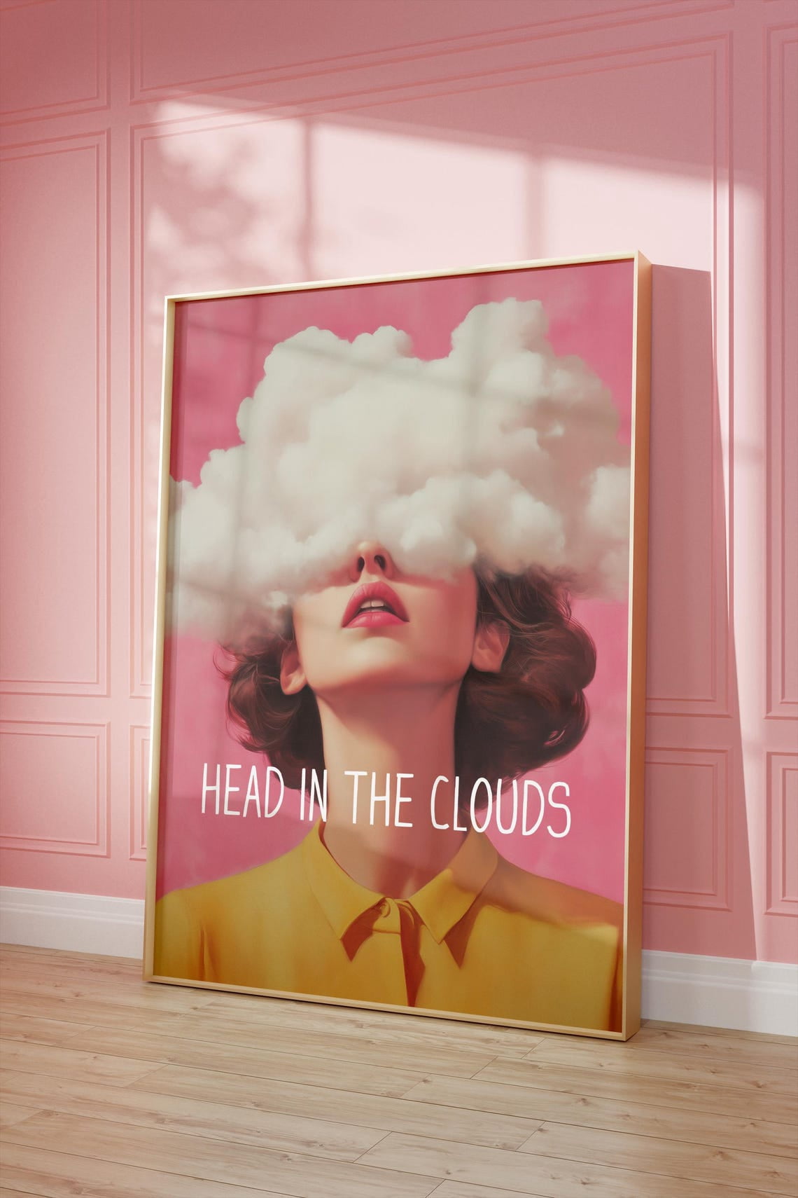 Retro Trendy Poster, Pop Art Apartment Aesthetic Collage Print, Head In ...