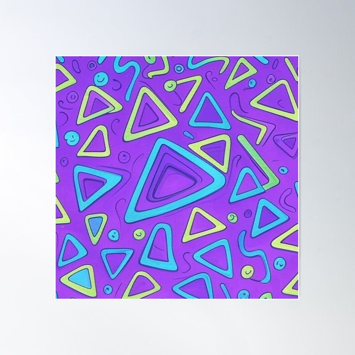 Retro Triangle Swirl Poster Wall Art, Modern Wall Decor For Living Room ...