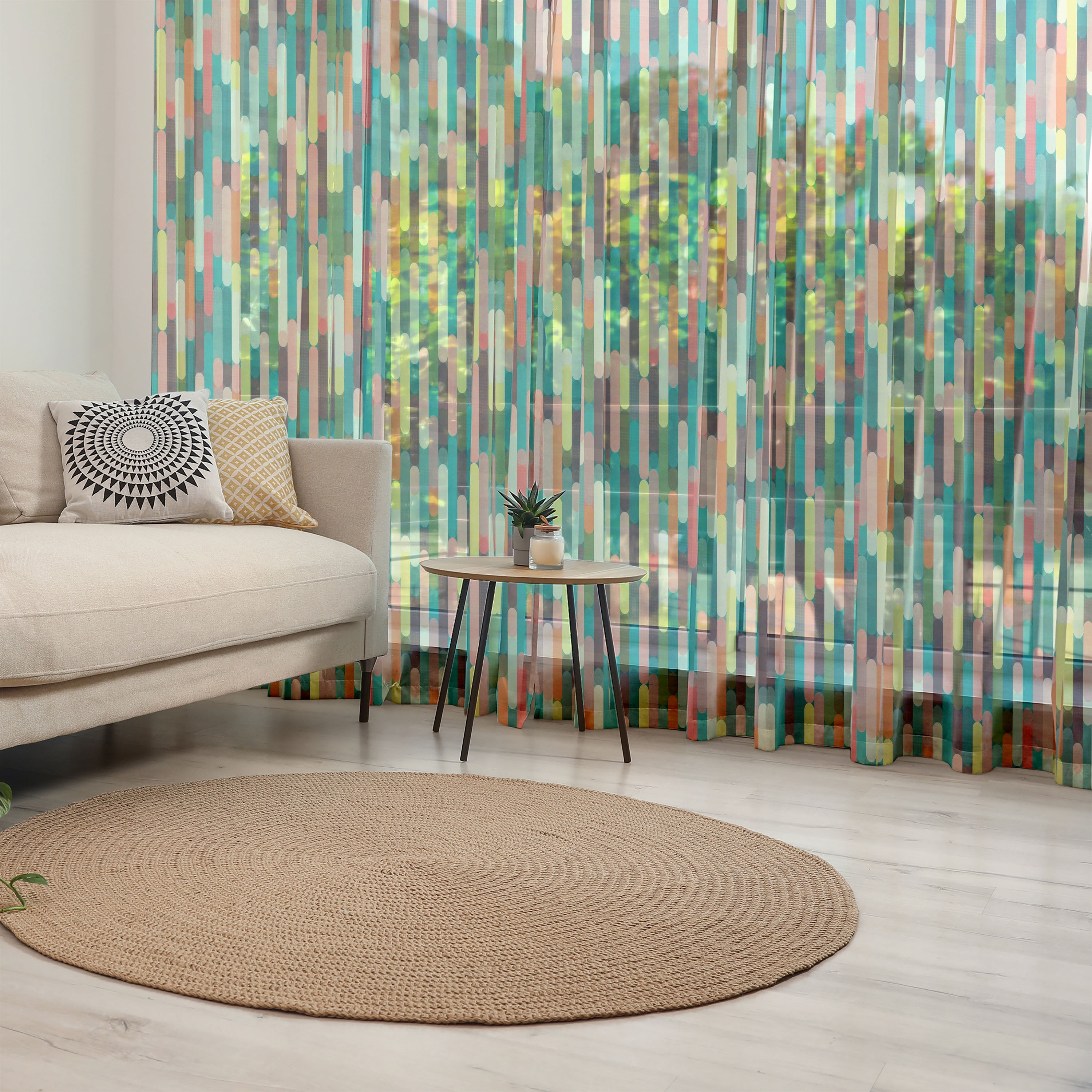 Retro Tulle Curtains with Rod Pocket, Grunge Stripes Pattern with ...