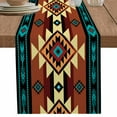 Retro Turquoise Ethnic Textile Texture Table Runner-70 Inch Long ...