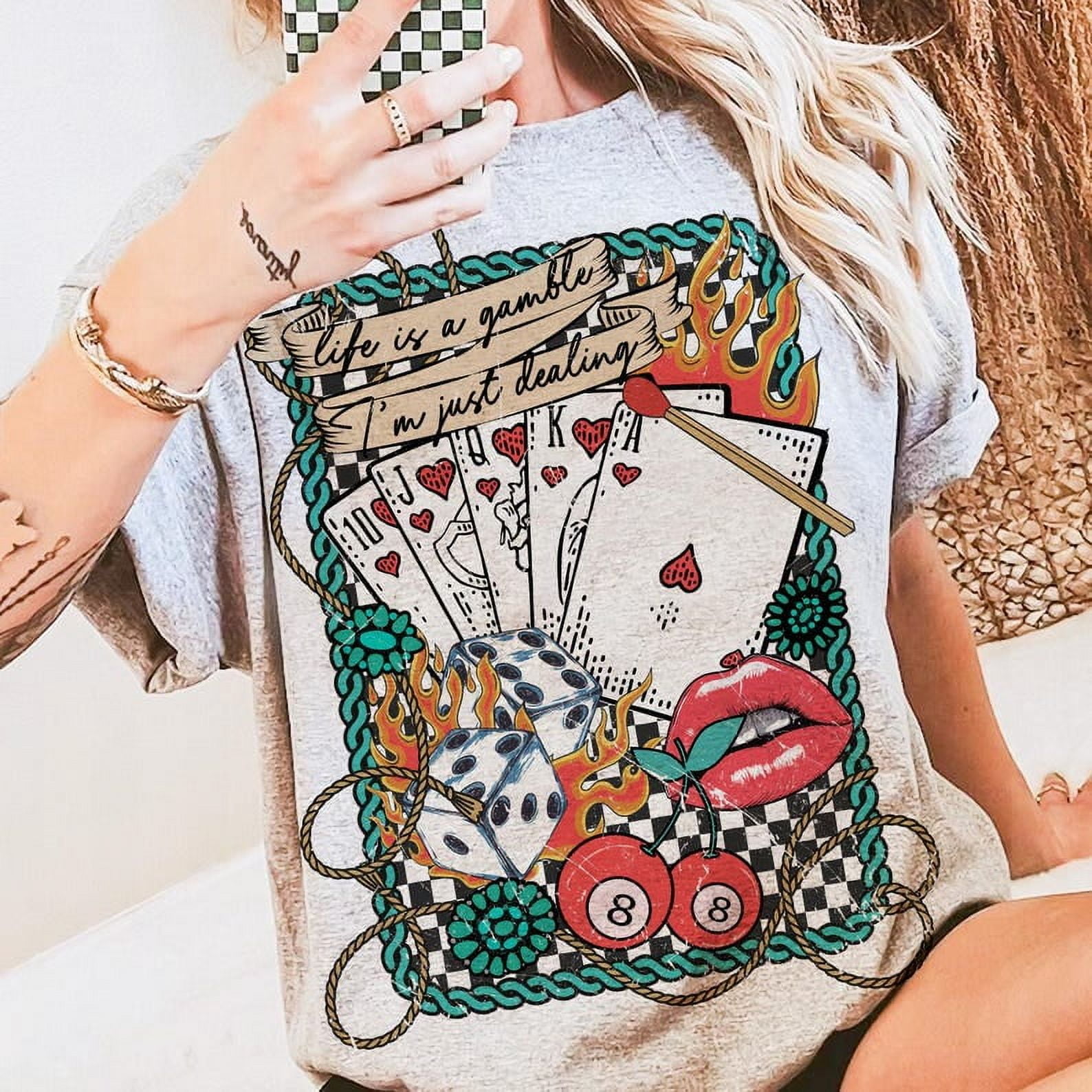 Retro Turquoise 'Life is a Gamble' - Wild West, Cowboy - Walmart.com