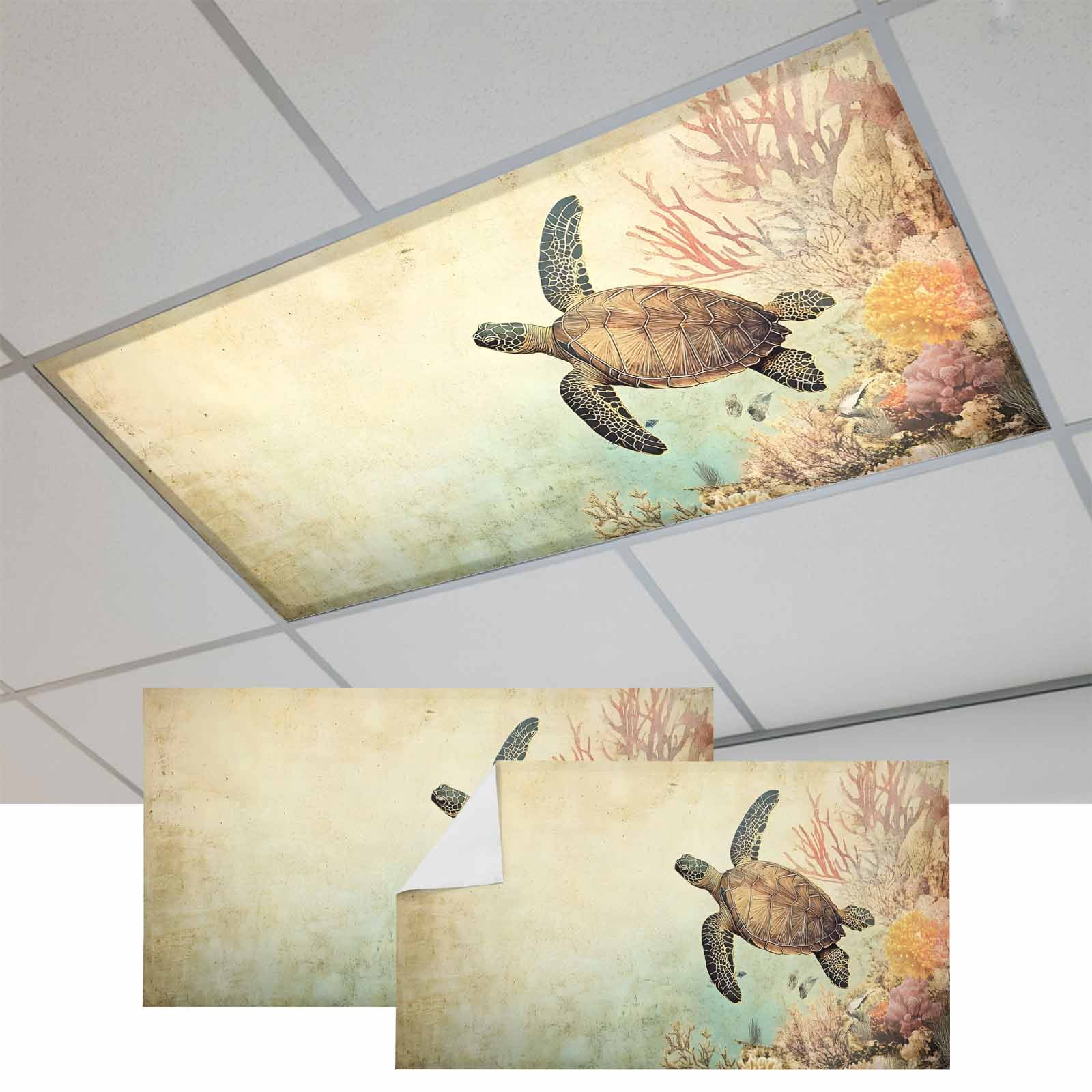 Retro Turtle Magnetic Fluorescent Light Covers for Ceiling Lights 2x4Ft ...