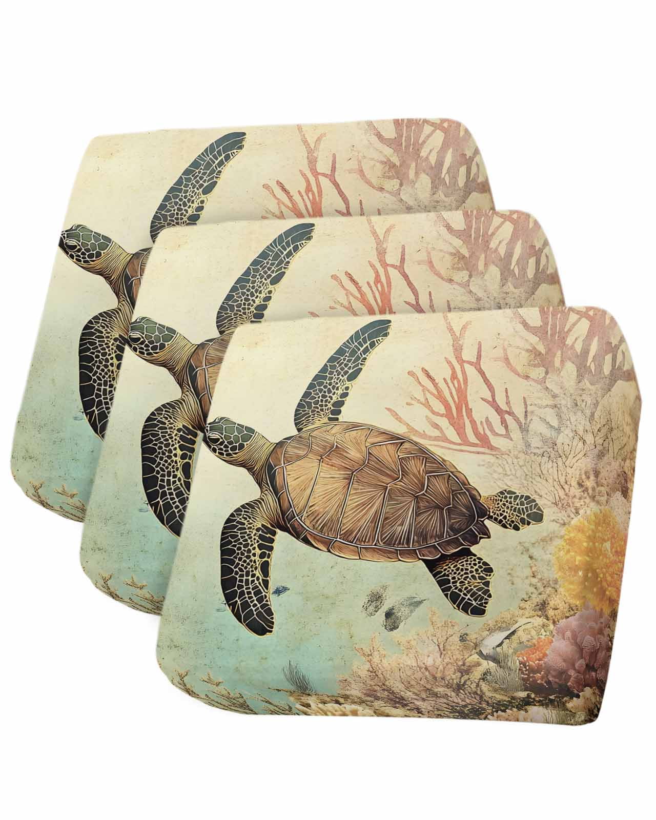 Retro Turtle Sofa Couch Cushion Covers Washable, Removable Stretchable ...