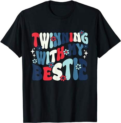 Retro Twins Day Twinning With My Bestie Friend Matching Twin T-Shirt ...