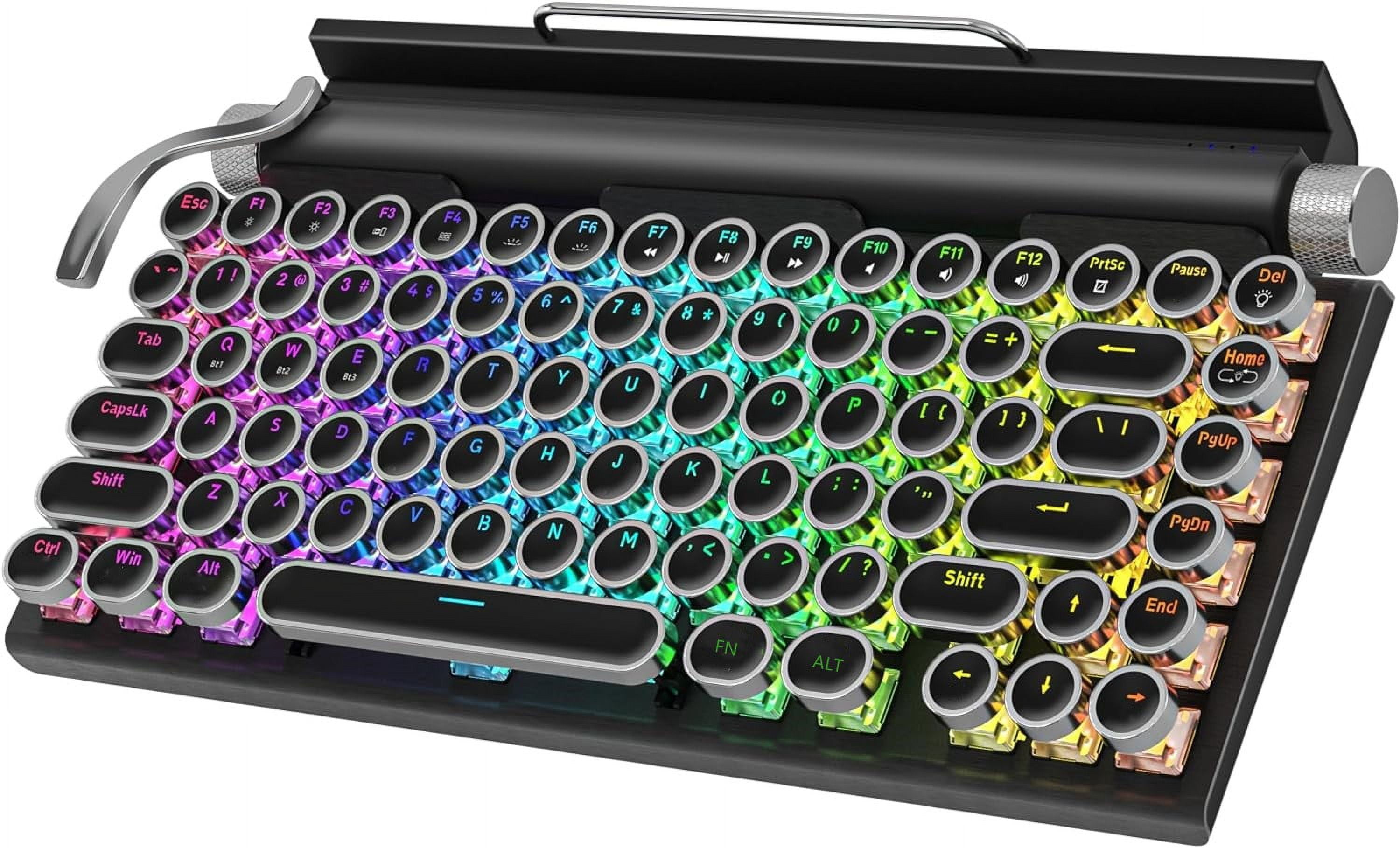 Retro Typewriter Keyboard, 83 Keys Wireless Bluetooth Mechanical ...