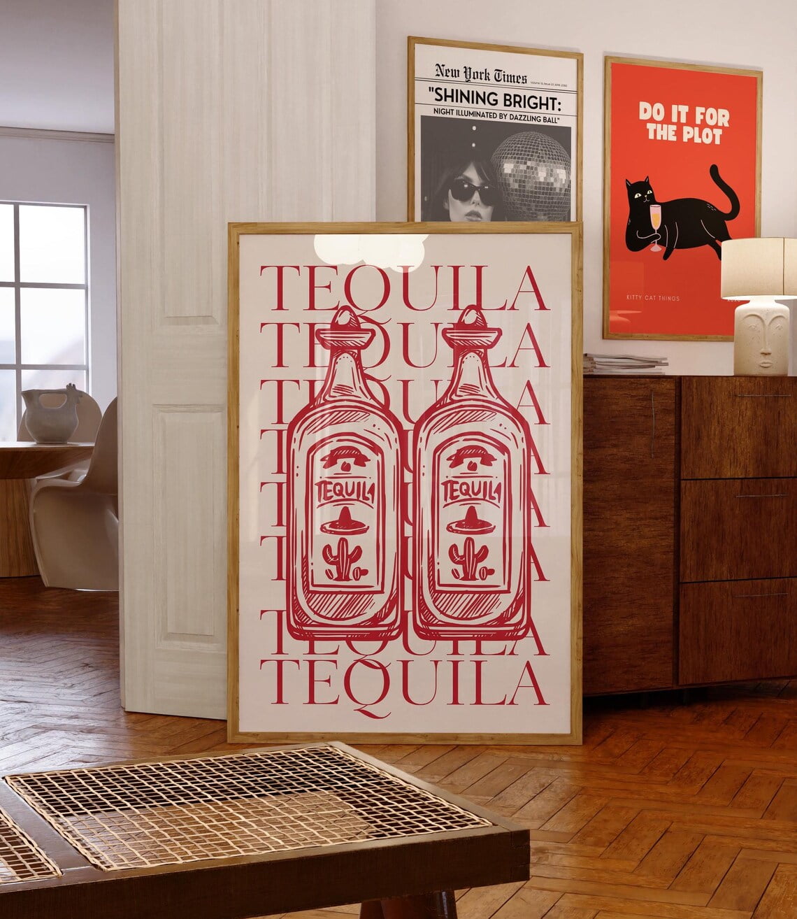Retro Typography Tequila Poster-Aesthetic Girly Bar Cart Art-Preppy ...