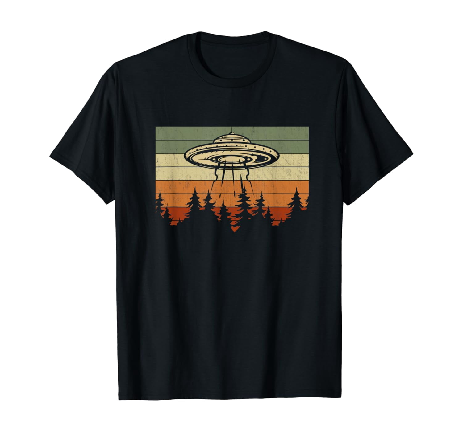 Retro UFO Alien Abduction Forest Spaceship T-Shirt - Walmart.com