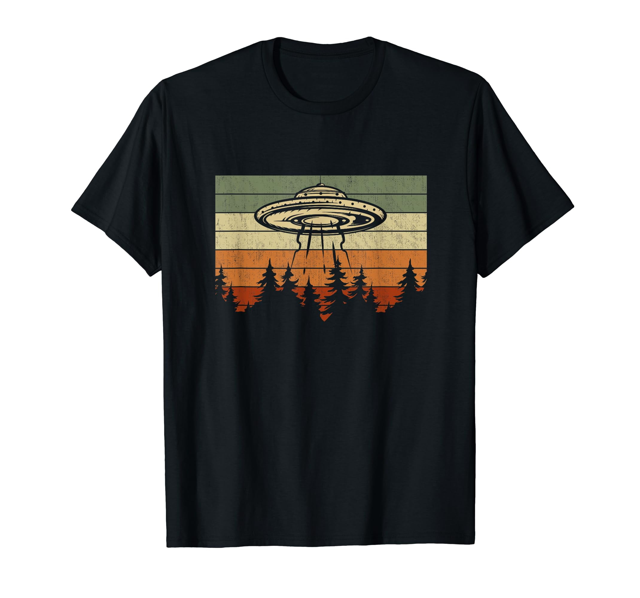 Retro UFO Alien Abduction Forest Spaceship T-Shirt - Walmart.com