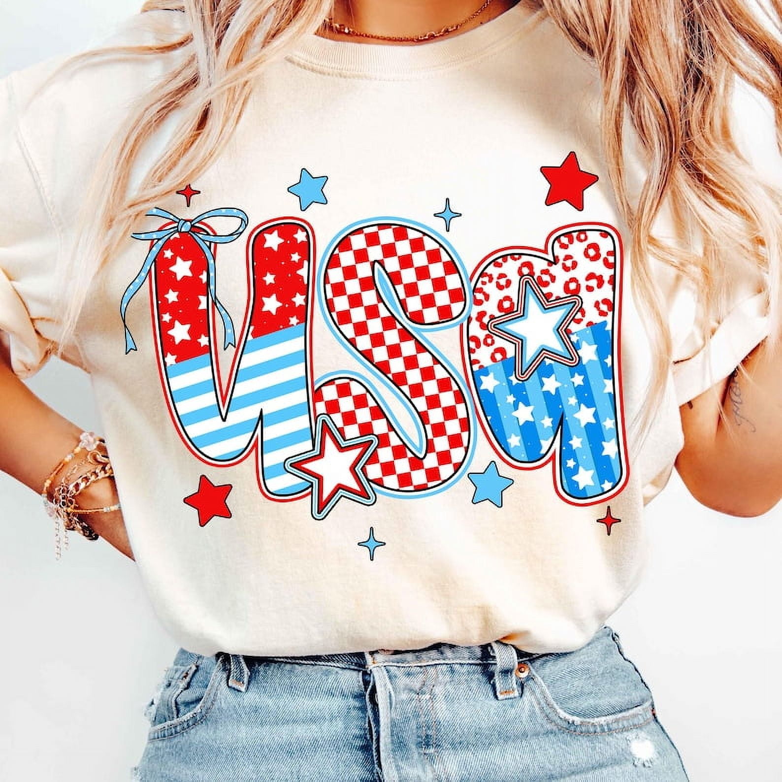 Retro USA Coquette Tshirt, Preppy USA Tshirt, 4th of July Tshirt ...