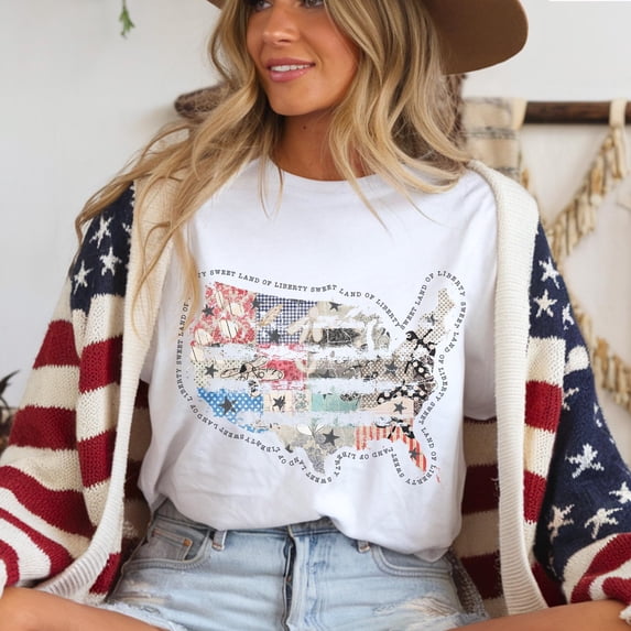 Retro USA Map Shirt Distressed American Flag Tee Patriotic Top ...