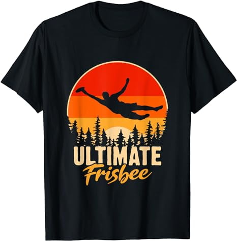 Retro Ultimate Frisbee Player Men Women Vintage Flying Disc T-Shirt ...