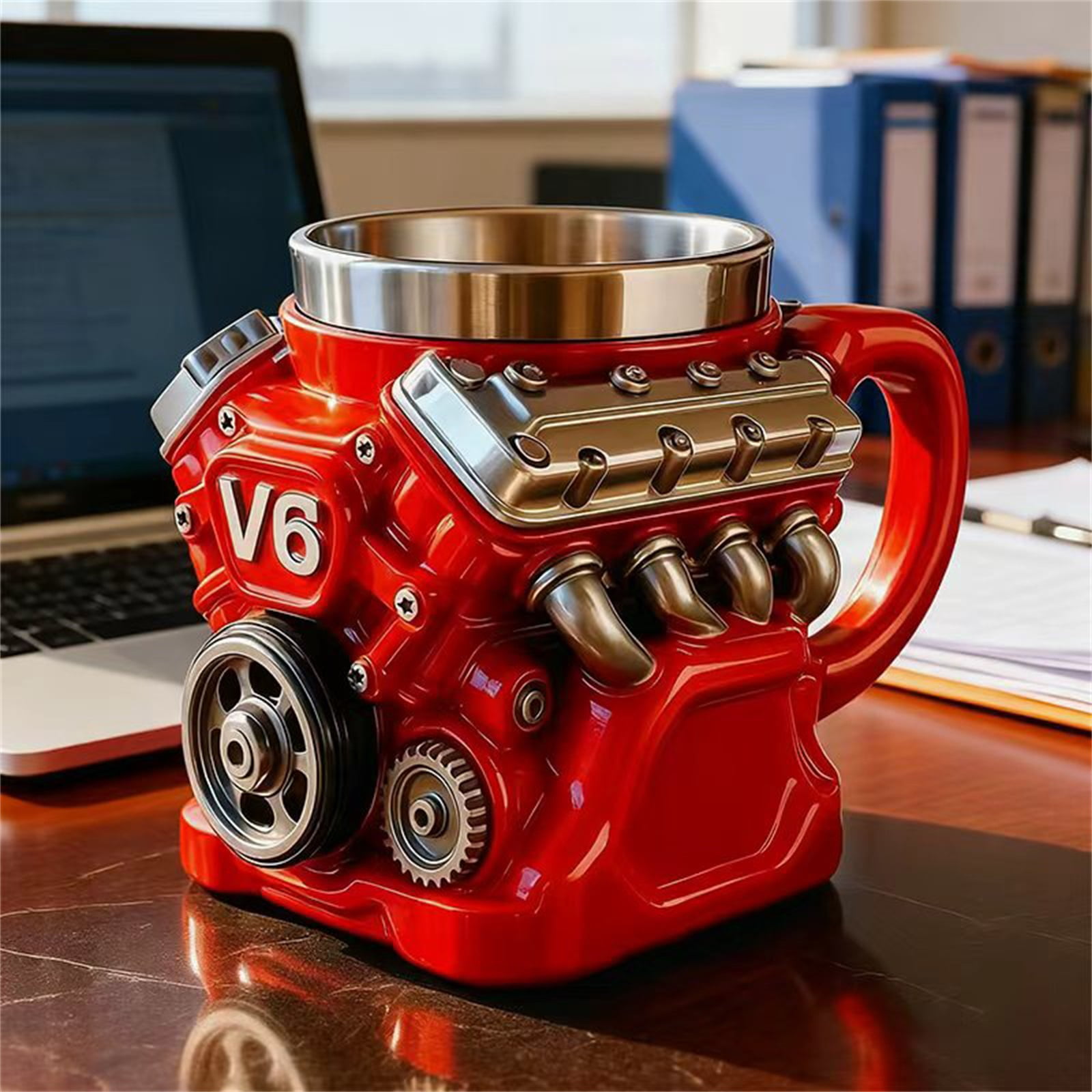 Retro V8 Engine Coffee Mug, V8 Engines Stainless Steel Cup ...