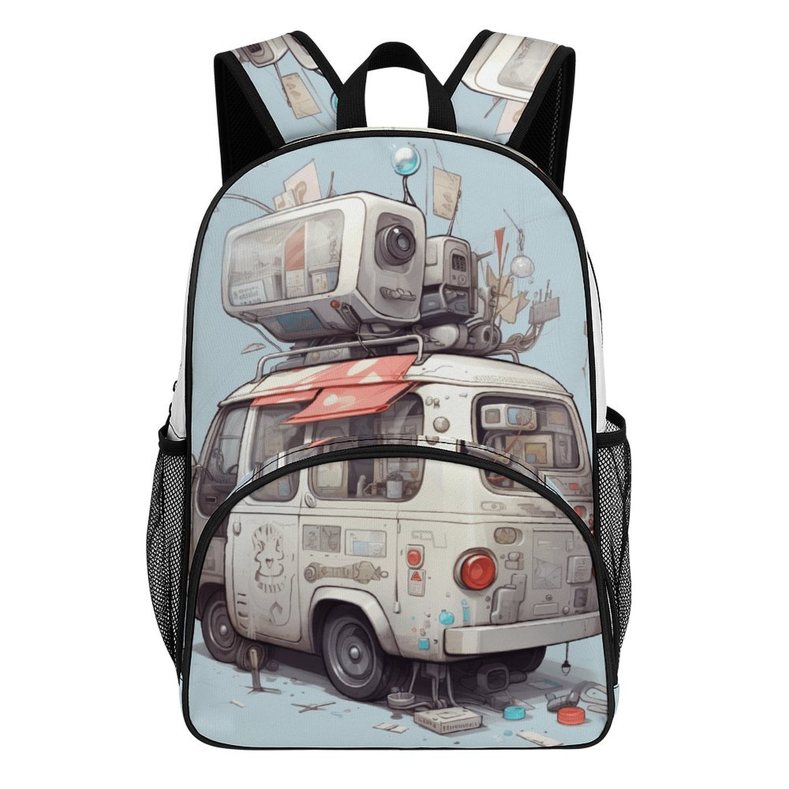 Retro Van Future Journey Teenage Backpack Middle Students Bookbag ...