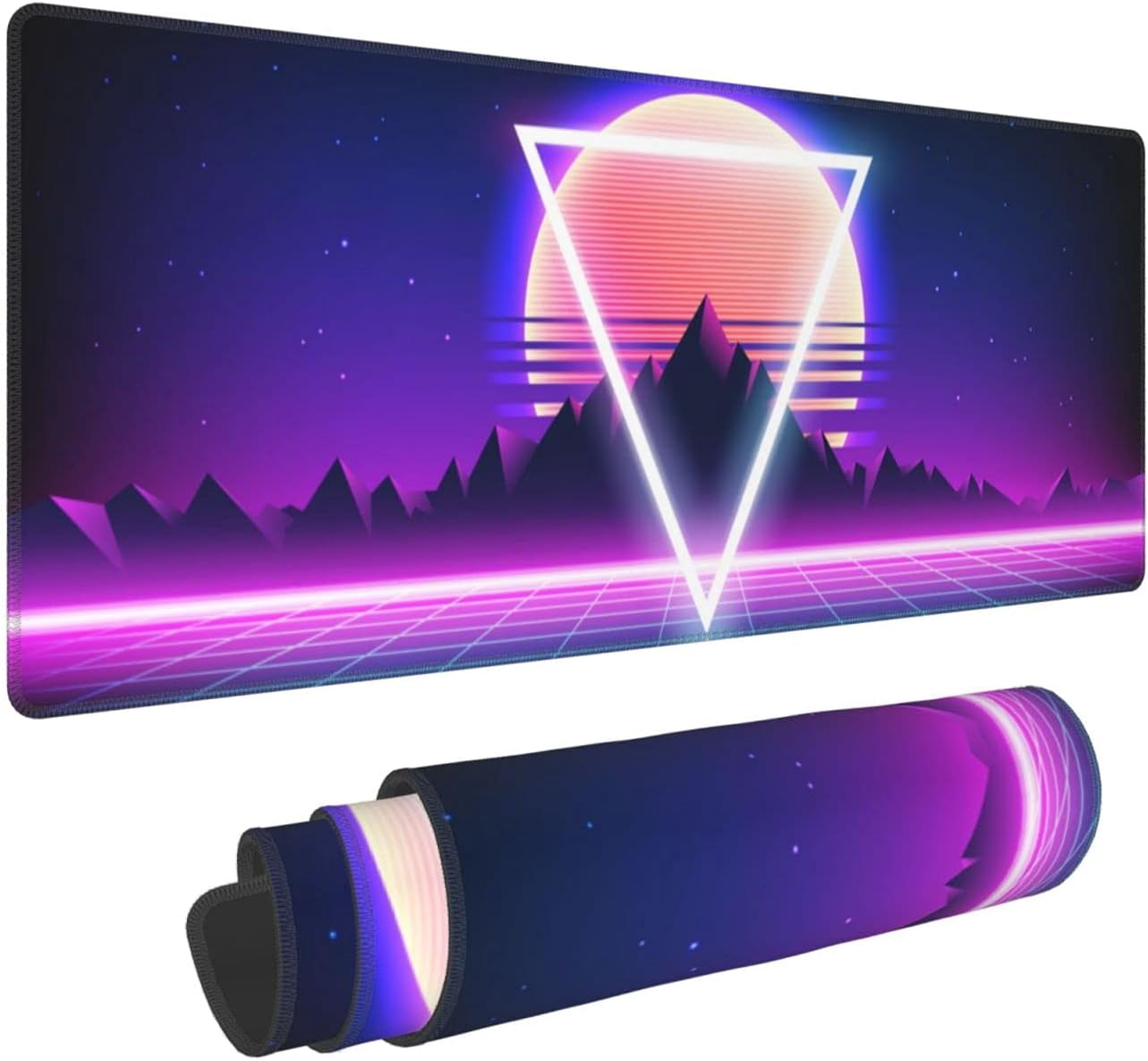 Retro Vaporwave Gaming Mouse Pad Cool Desk Mat Synthwave Neon Large XL ...