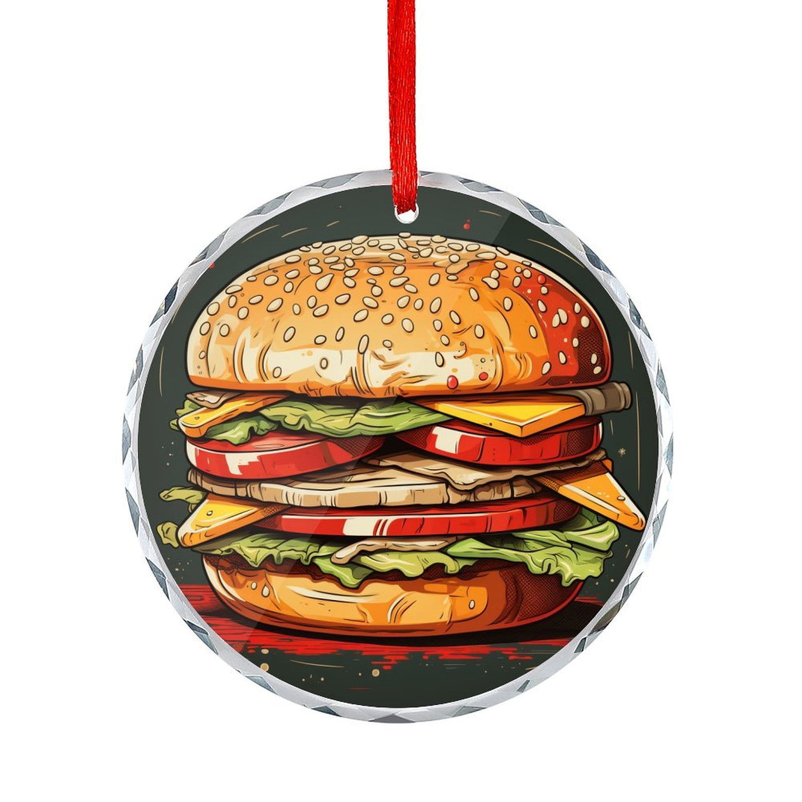 Retro Vector Illustration Of A Hamburger Glass Ornament Unique Home ...