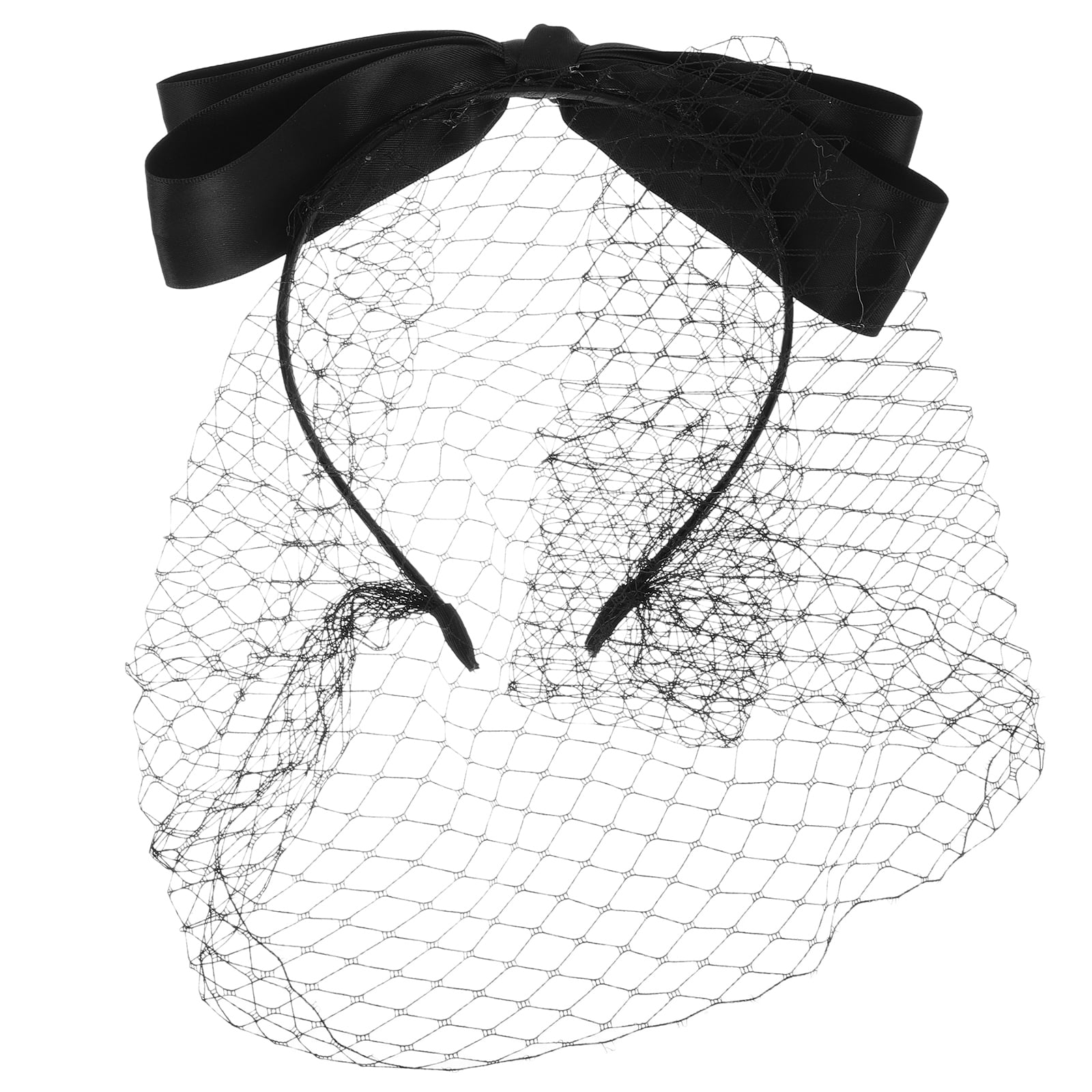 Black Vintage Veil Headband with Bow for Women - Elegant Mesh ...