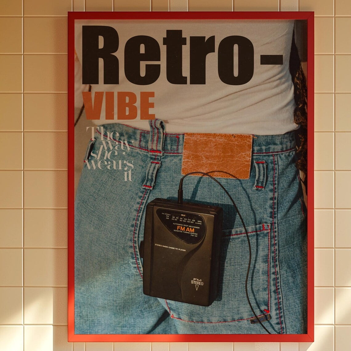 Retro Vibe Poster, Y2K Apartment Decor, Black Wall Art, Aesthetic ...