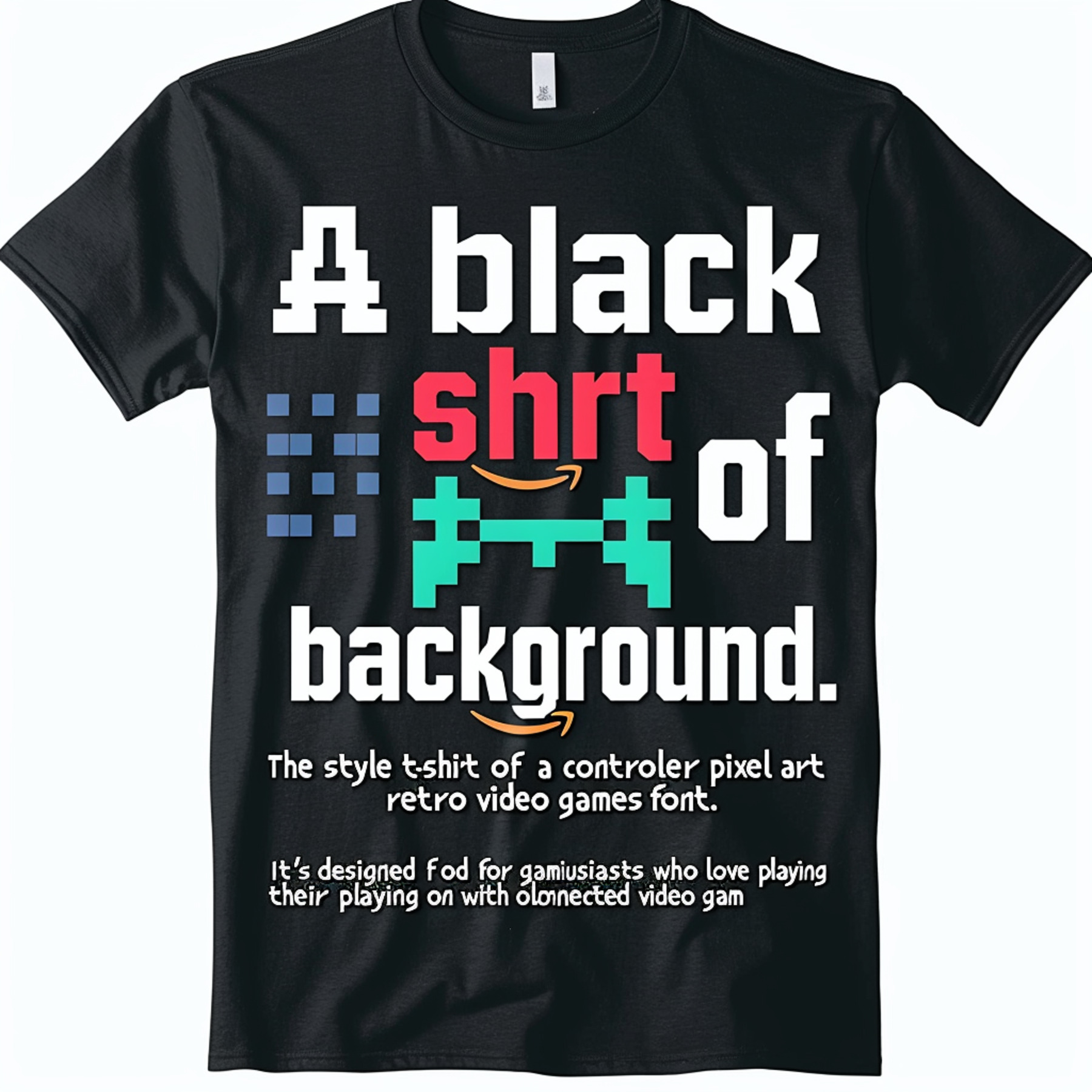 Retro Video Game Font Black TShirt for Gaming Enthusiasts Controller ...