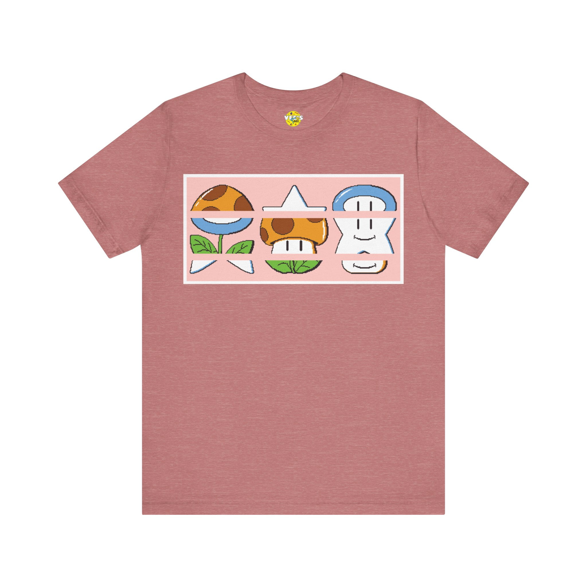 Retro Video Game Mini Game Mixed Up Tee - Pixelated Mushroom, Star ...