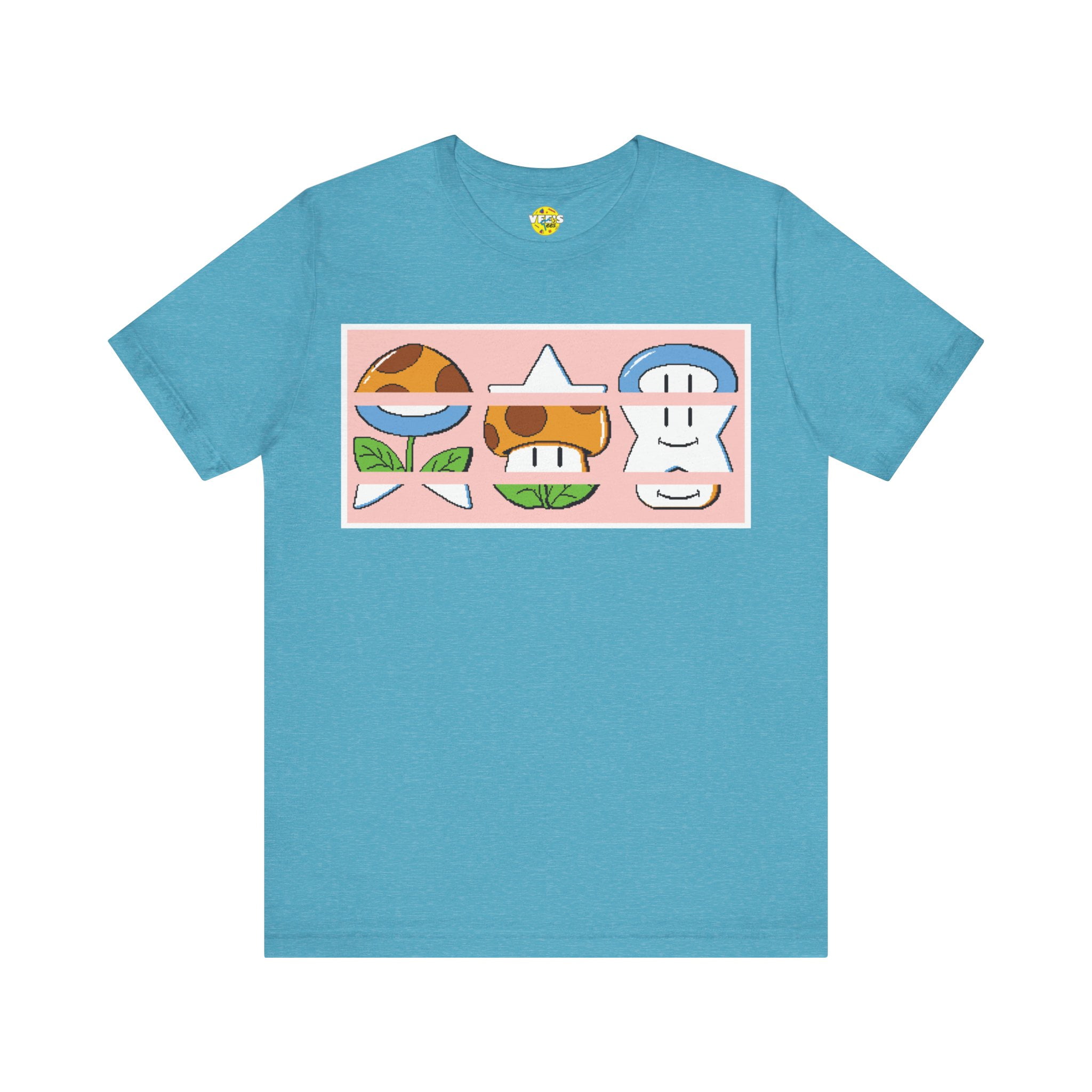 Retro Video Game Mini Game Mixed Up Tee - Pixelated Mushroom, Star, Flower - Walmart.com