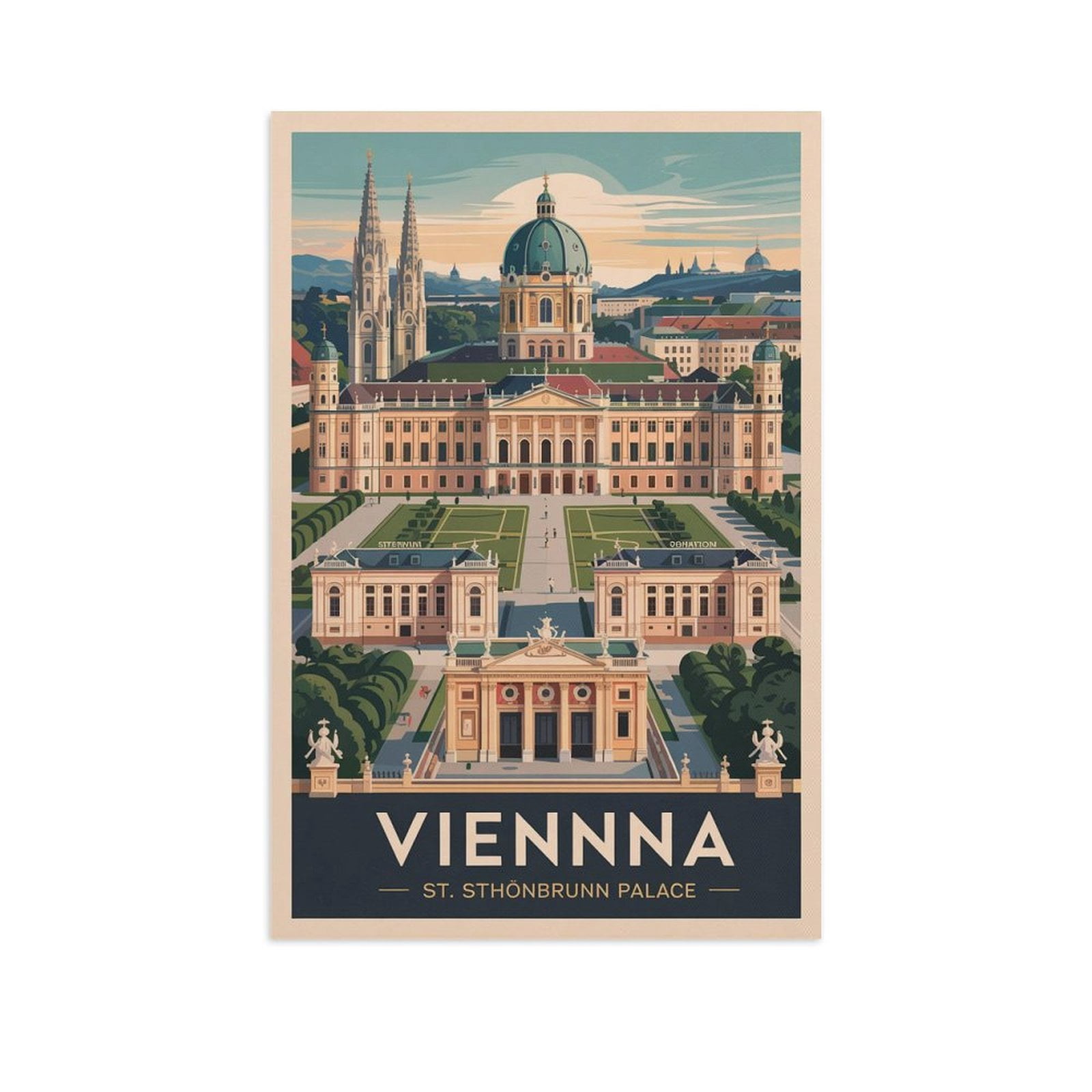 Retro Vienna City Poster Vintage Austrian City Tourism Art for Walls ...