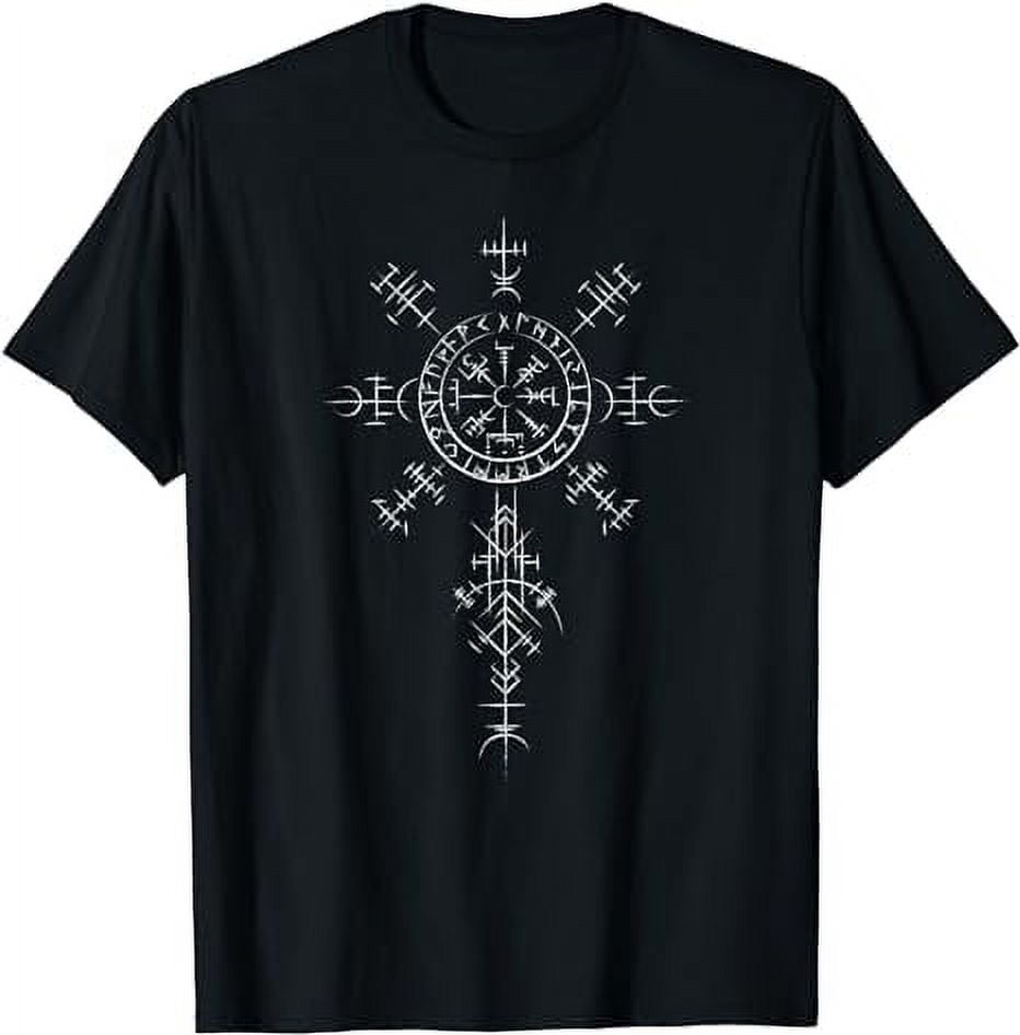Retro Viking Symbol Compass Vegvisir Nordic Rune Celtic T-Shirt ...
