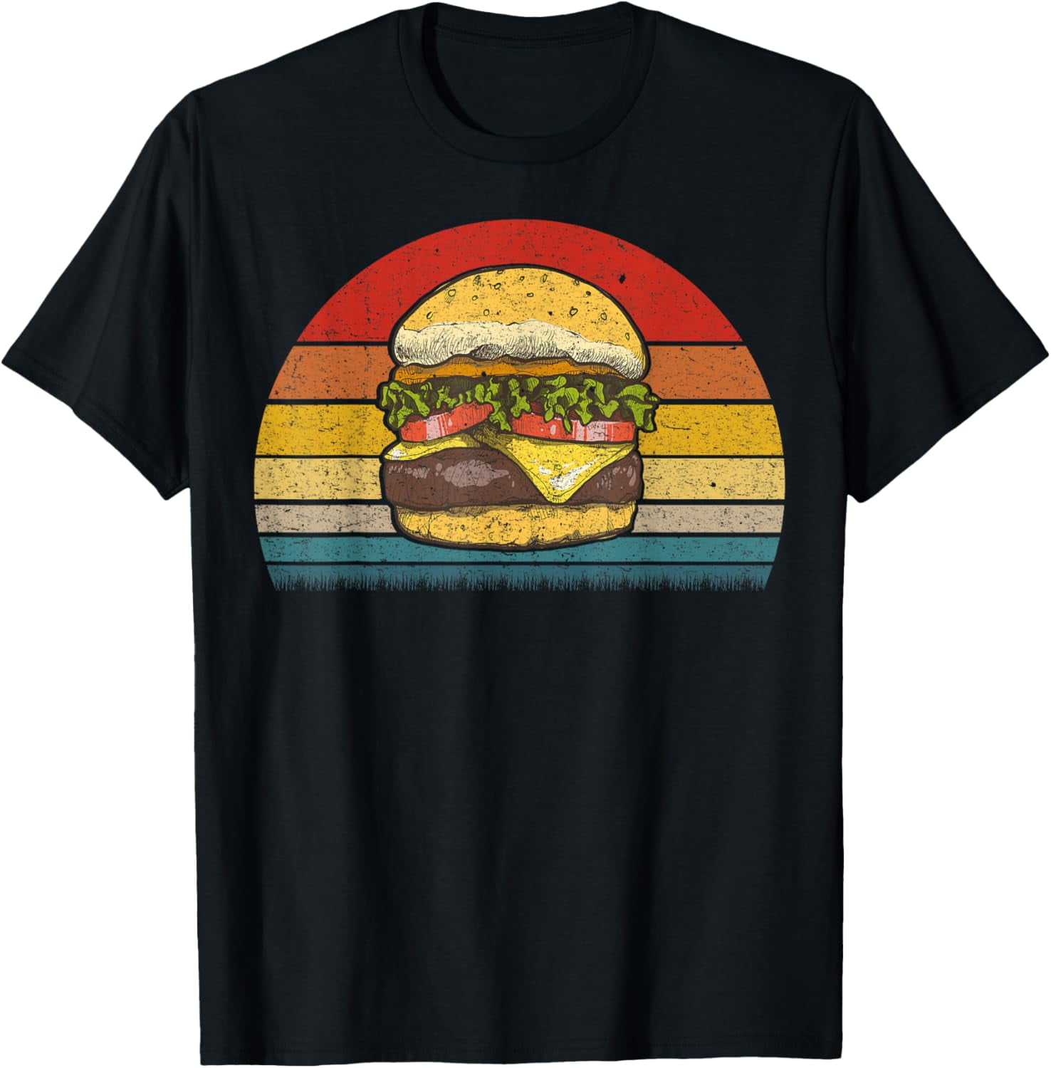 Retro Vintage Cheeseburger Design Costume Hamburger Lovers T-Shirt ...