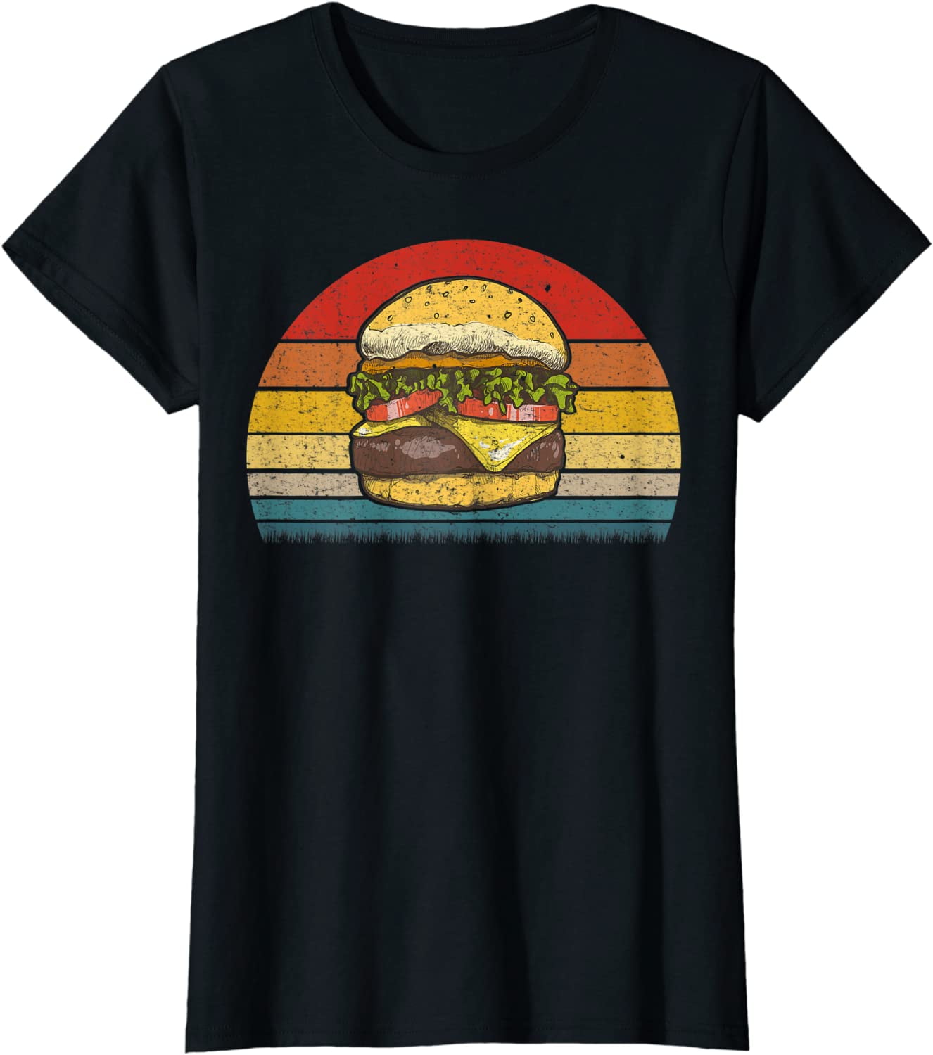 Retro Vintage Cheeseburger Design Costume Hamburger Lovers T-Shirt ...