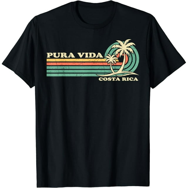 Retro Vintage Family Vacation Costa Rica Pura Vida Beach T-Shirt ...