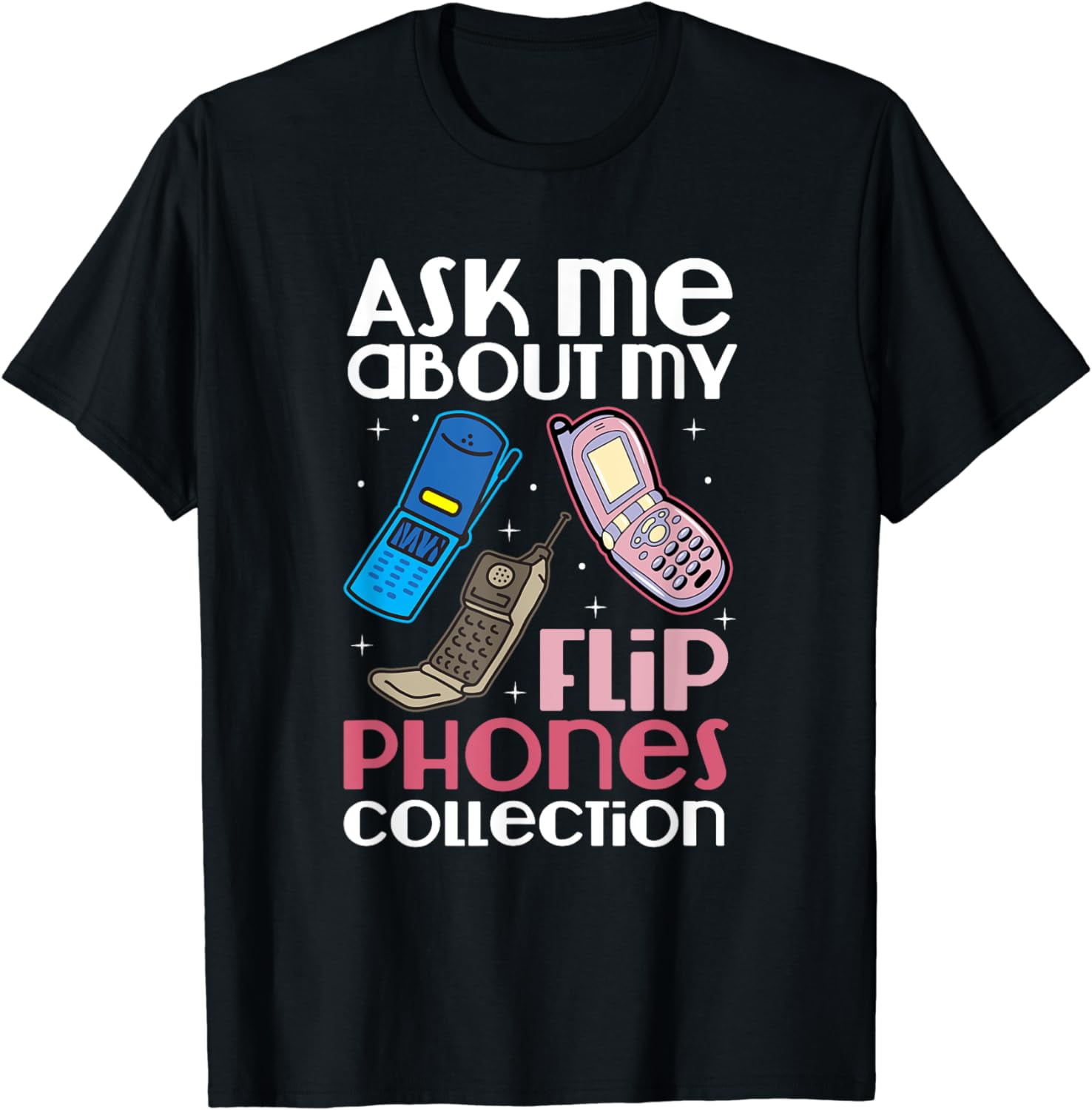Retro Vintage Flip Phones Collection 90S Brick Cell Phone T-Shirt ...