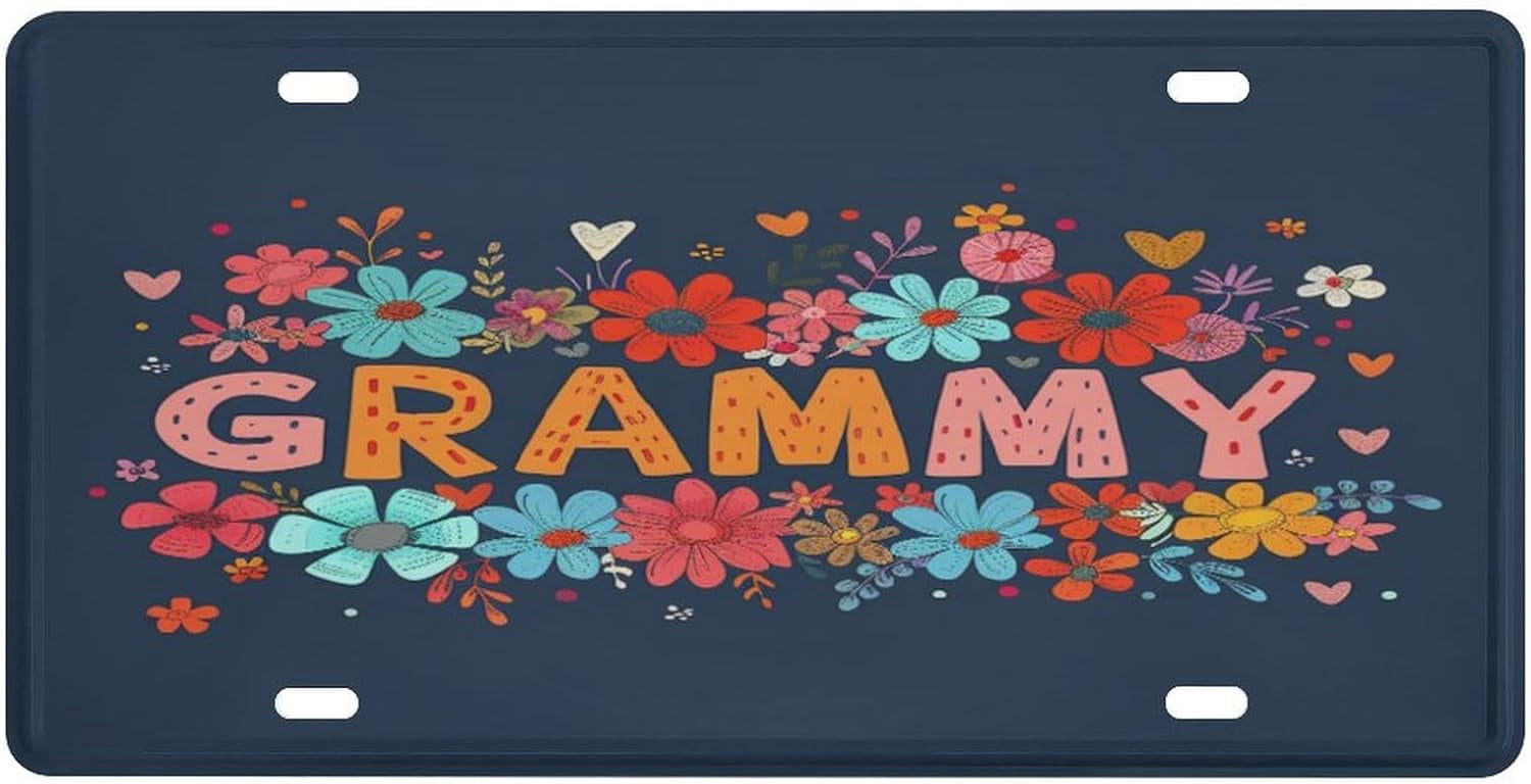 Retro Vintage Grammy Best Grammy Ever Floral License Plates Aluminum ...