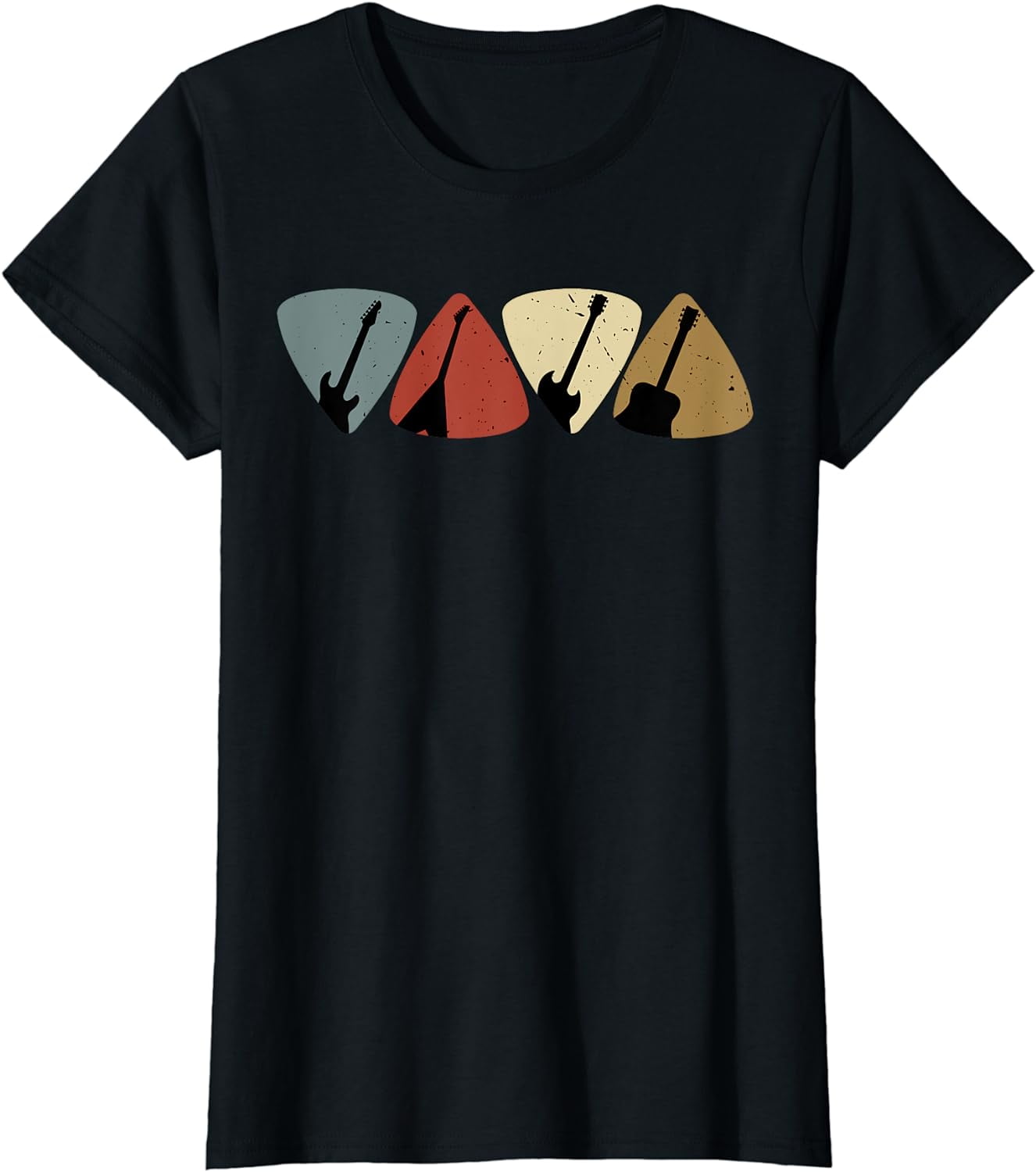 Retro Vintage Guitar Pick Player Guitarist Bassist Musician T-Shirt ...