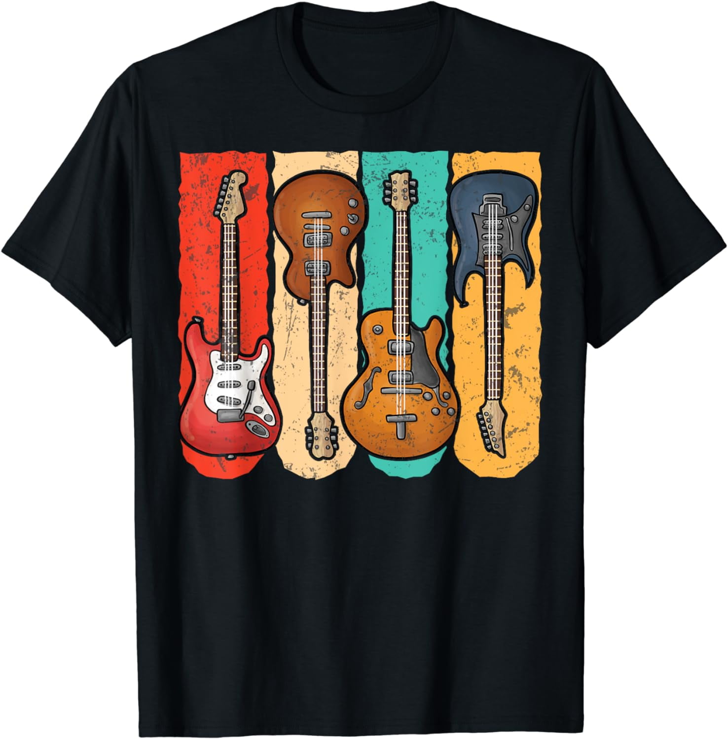 Retro Vintage Guitar Shirt For Men Boys Music Band Guitarist T-Shirt ...