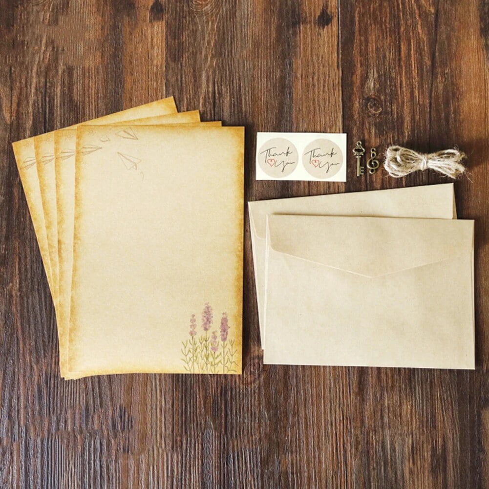 Retro Vintage Kraft Envelope Letter Pad Set Old Europe Style Love ...