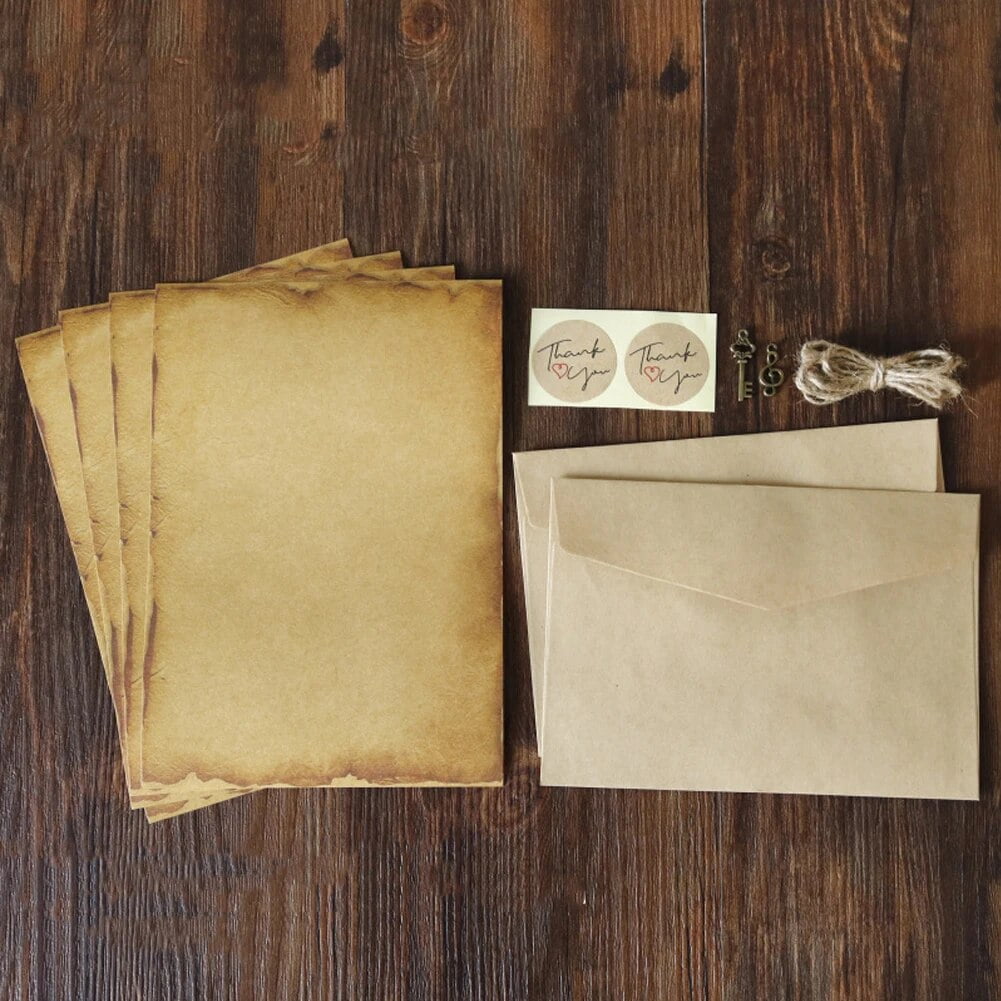 Retro Vintage Kraft Envelope Letter Pad Set Old Europe Style Love ...