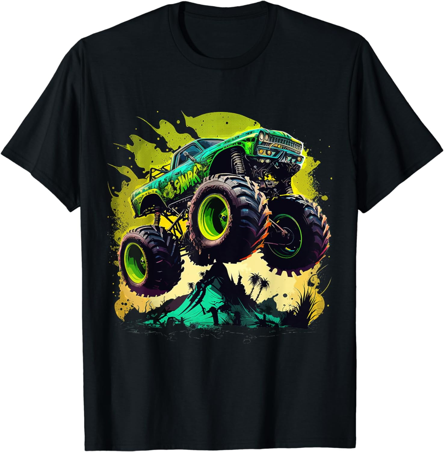 Retro Vintage Monster Truck Retro Sunset Monster Truck Boys T-Shirt ...