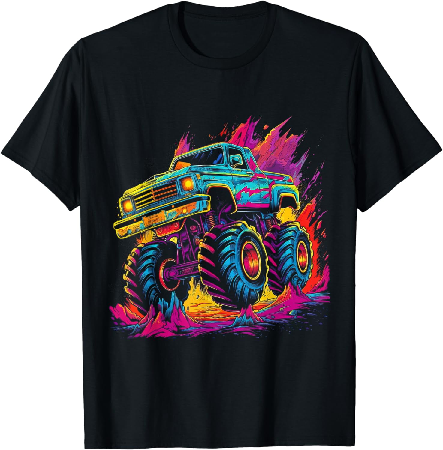 Retro Vintage Monster Truck Retro Sunset Monster Truck Boys T-Shirt ...