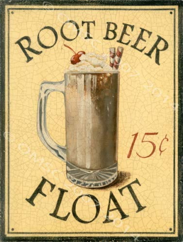 Retro Vintage Root Beer Float 15c Home Bar Pub Kitchen Restaurant Wall ...