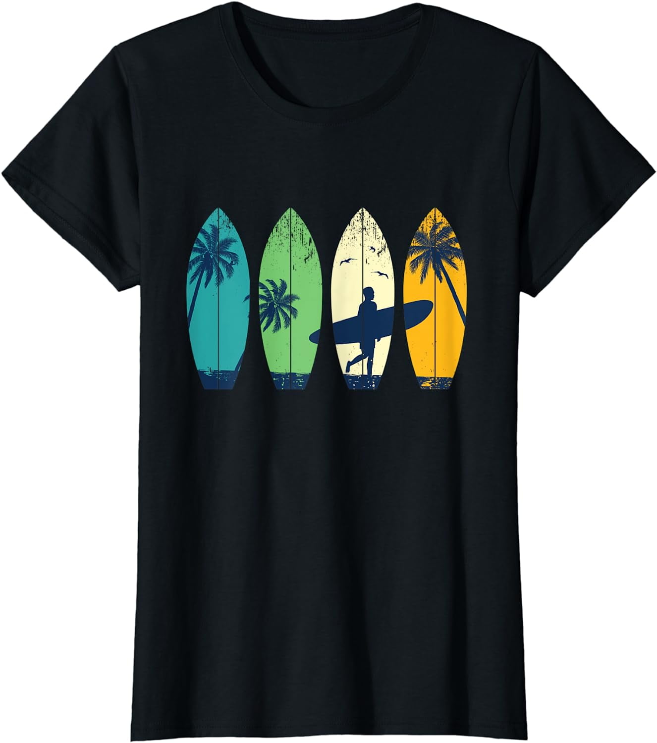 Retro Vintage Surfing Girl - Surfers Surfingboard Beach Wave T-Shirt ...