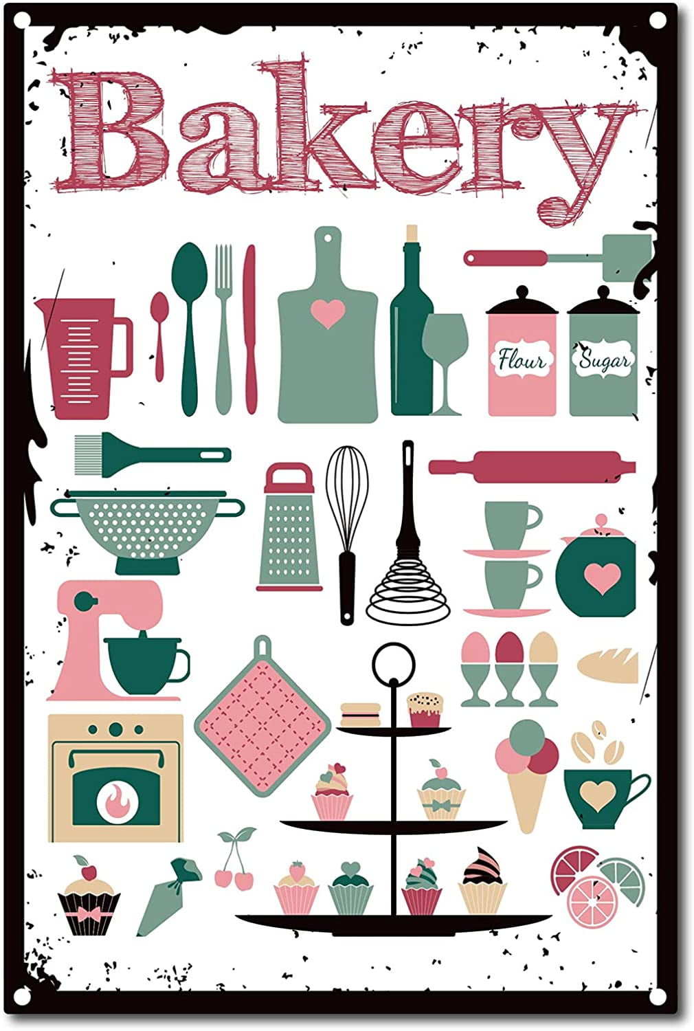Retro Vintage Tin Kitchen Sign Bakery Metal Wall Decor Decoration Art ...