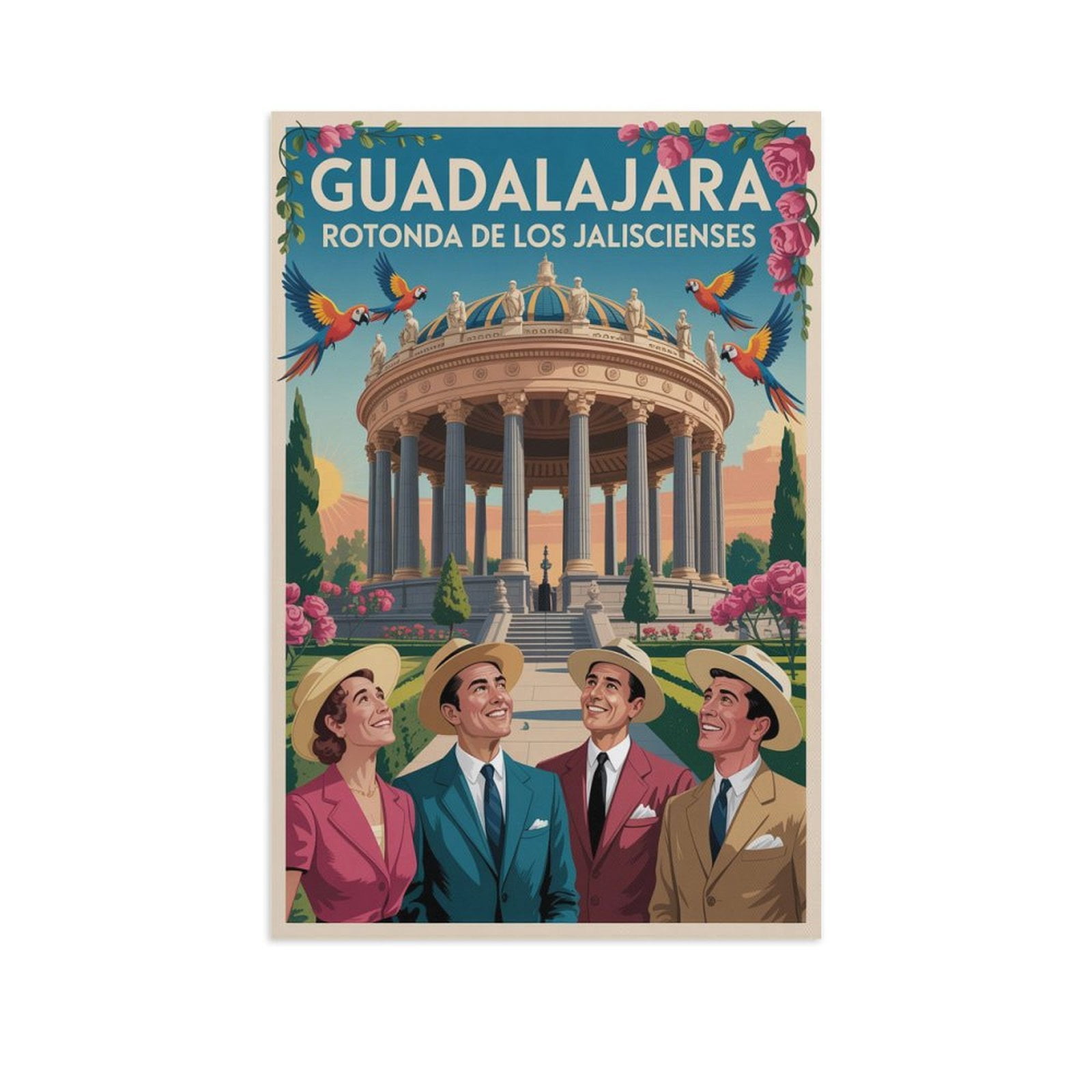 Retro Vintage Travel Poster Wall Art Rotonda De Los Jaliscienses ...