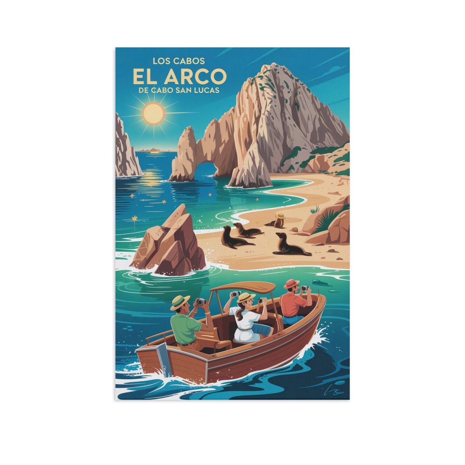 Retro Vintage Travel Poster Wall Print El Arco De Cabo San Lucas Los ...