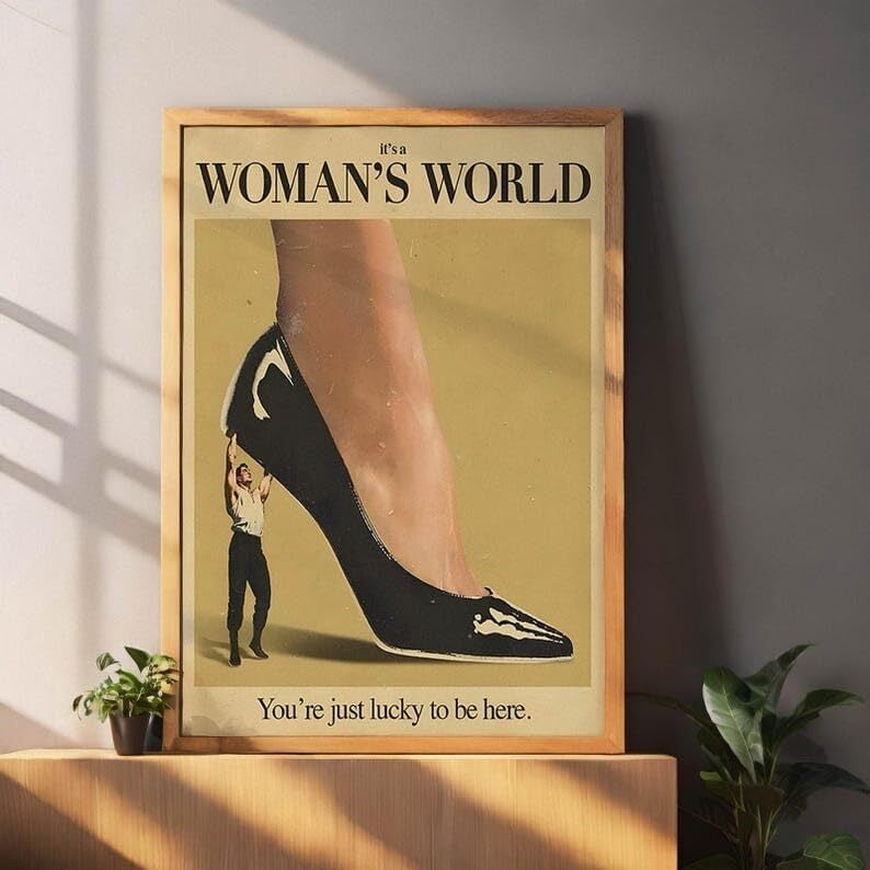 Retro Vintage Woman's World Wall Art Print , Feminit Poster, Aesthetic ...