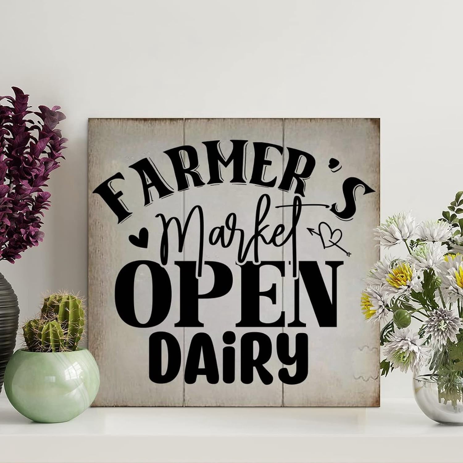 Retro Vintage Wooden Pallet Sign Farmer'S Market Open Dairy Wood Signs ...