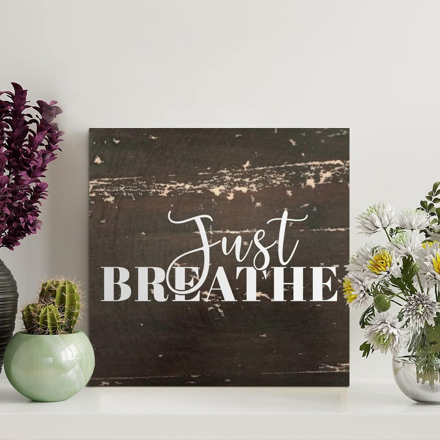 Retro Vintage Wooden Pallet Sign Just Breathe Wood Signs 10X10 Inch ...