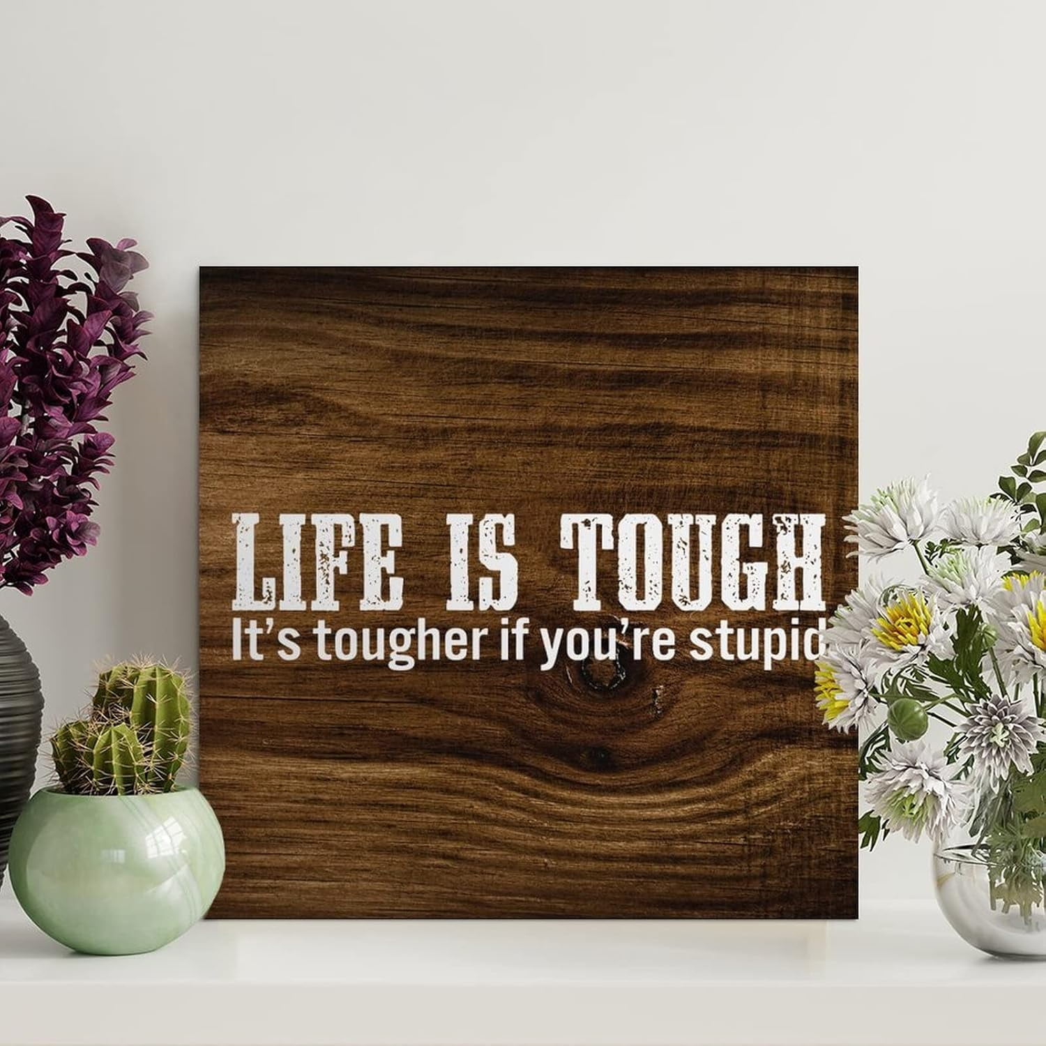 Retro Vintage Wooden Pallet Sign Life Is Tough But It'S Tougher Signs ...