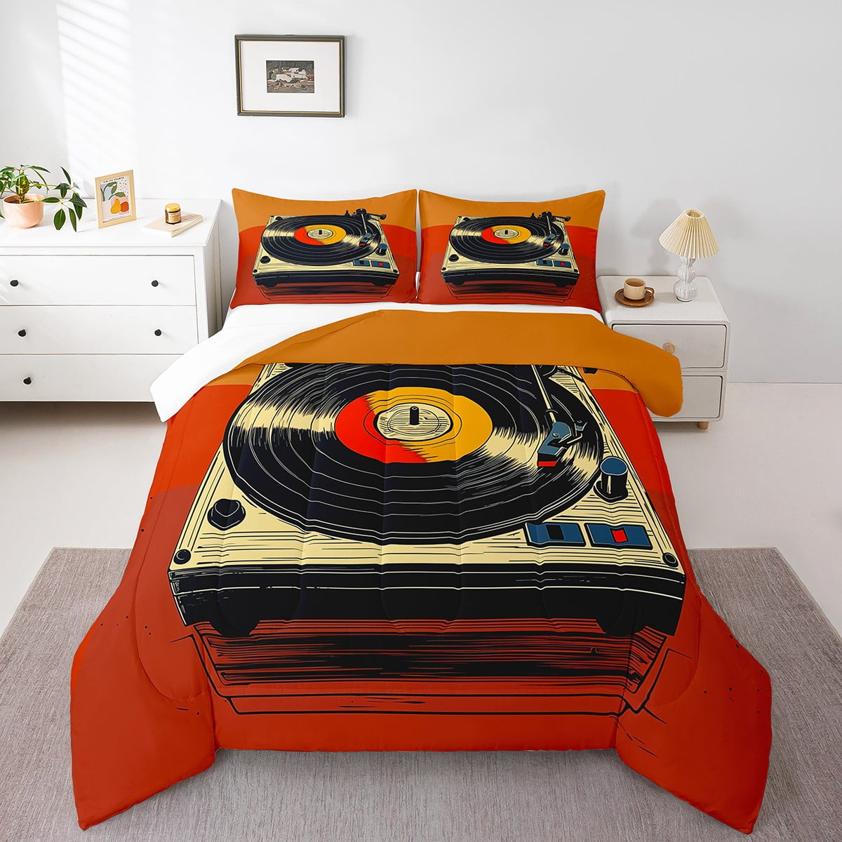 Retro Vinyl Down Comforter Teens Music Theme Bedding Set,Vinyl Records ...