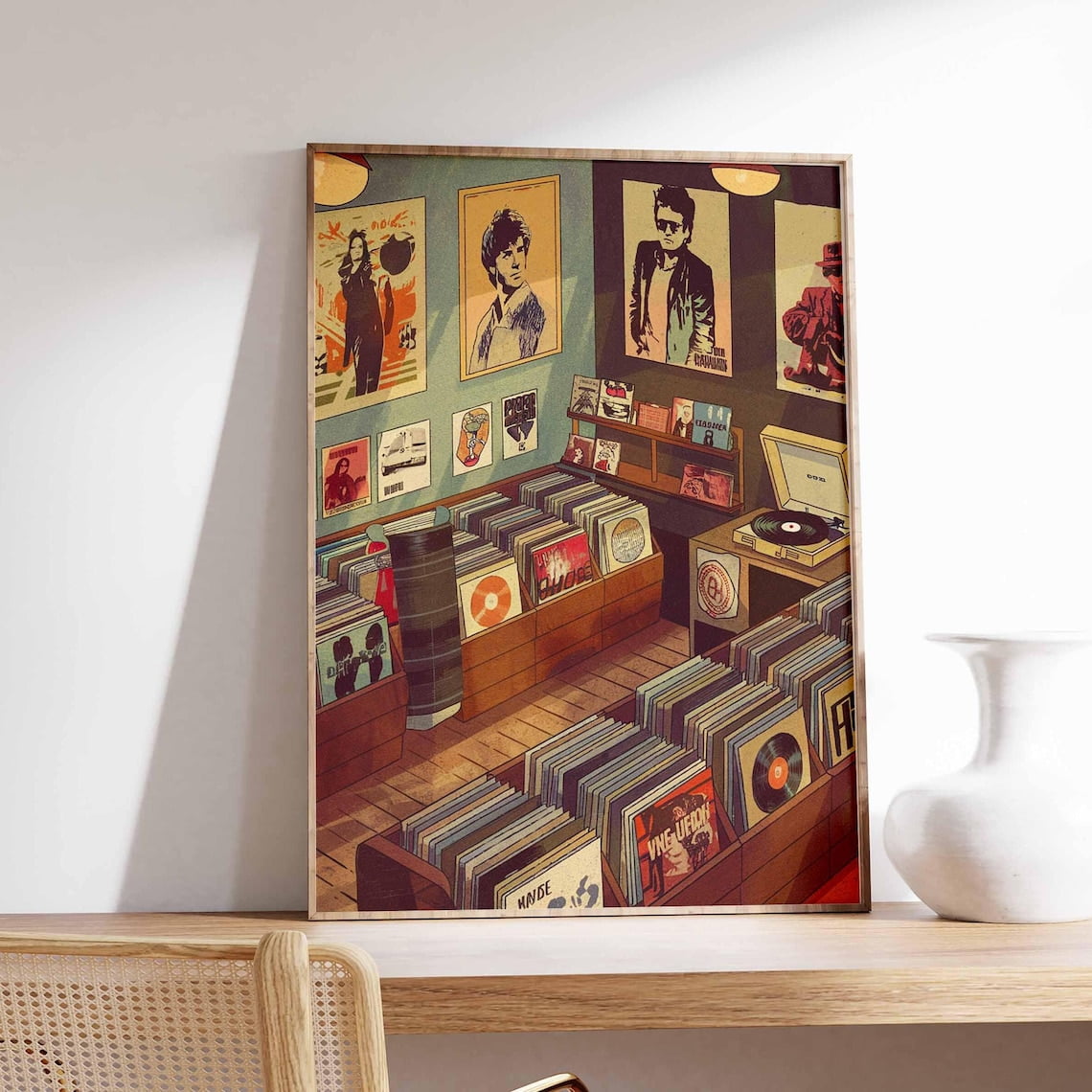 Retro Vinyl Record Store Poster, Vintage Music Print, Record Store Art ...